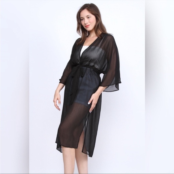 Self Esteem | Intimates & Sleepwear | Sheer Black Robecover Up With ...
